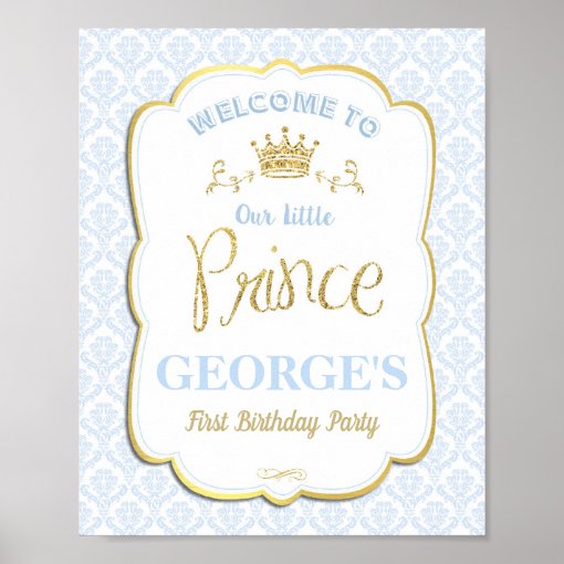 Little Prince 1st Birthday Welcome Sign Poster | Zazzle