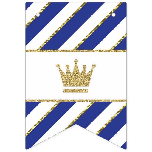 Little Prince Baby Shower Banner, Royal Blue Bunting Flags | Zazzle