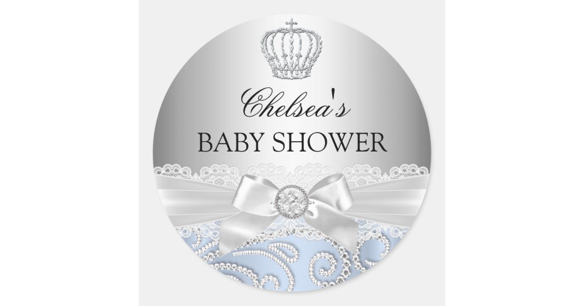 Little Prince Diamond Crown Baby Shower Sticker | Zazzle