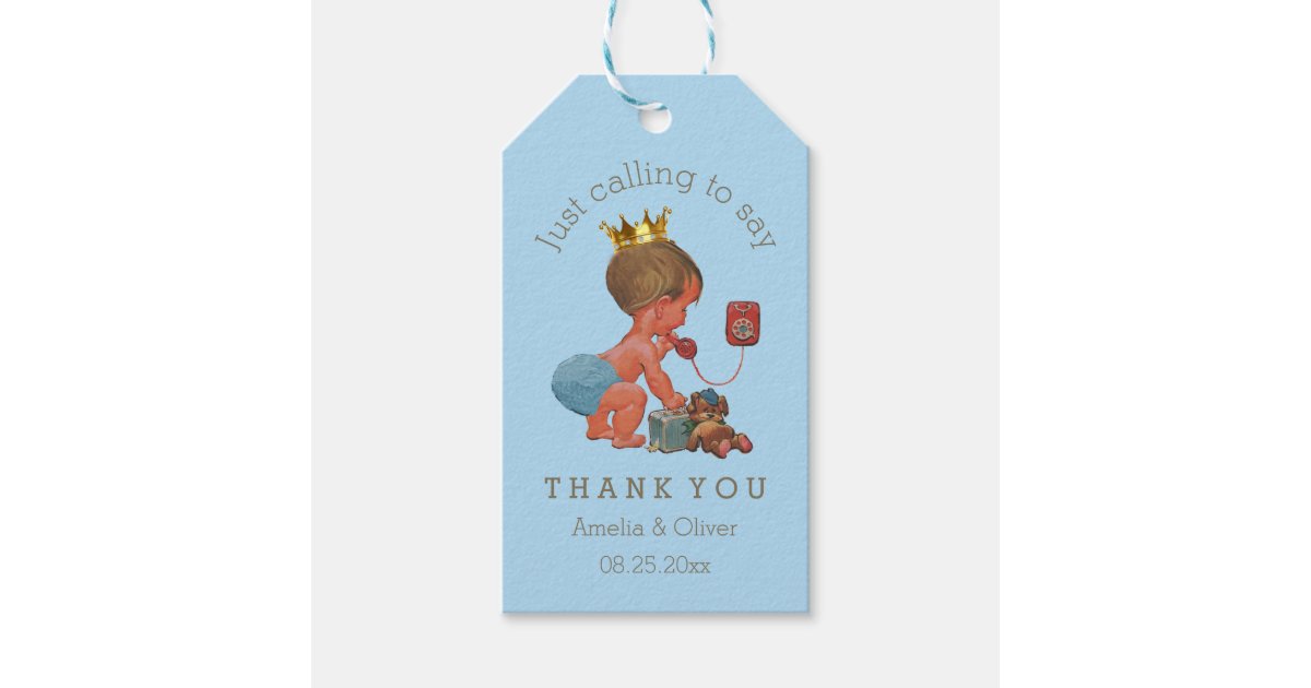Little Prince Just Calling to Say Thank You Gift Tags | Zazzle