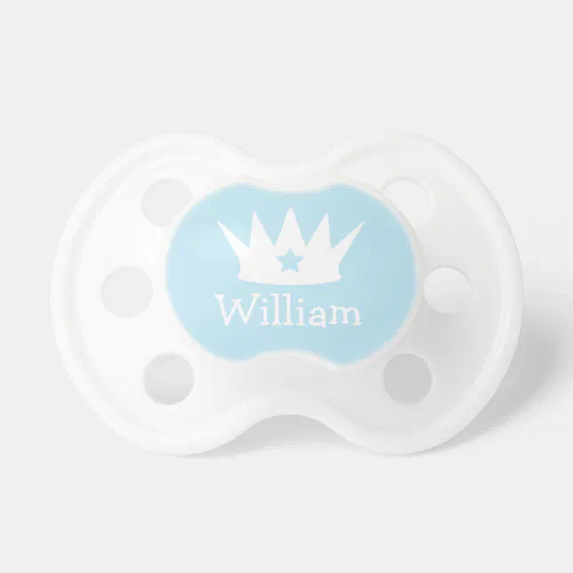 Little Prince Light Blue Baby Boy Custom Monogram Pacifier | Zazzle