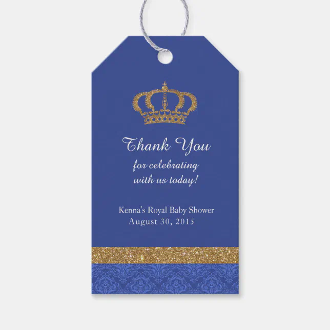 Little Prince Royal Blue and Gold Favor Tag | Zazzle