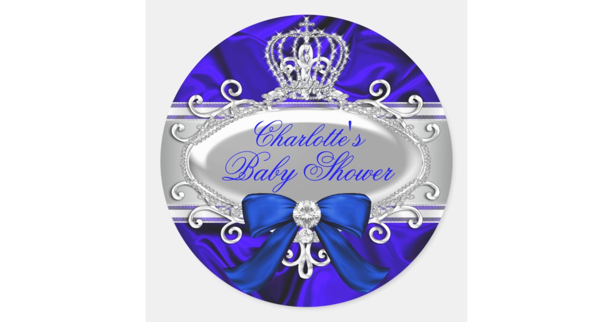 Little Prince Royal Blue Baby Shower Sticker | Zazzle