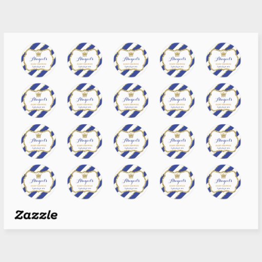 Little Prince Sticker, Royal Blue Faux Glitter Classic Round Sticker ...
