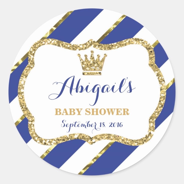 Little Prince Sticker, Royal Blue Faux Glitter Classic Round Sticker ...