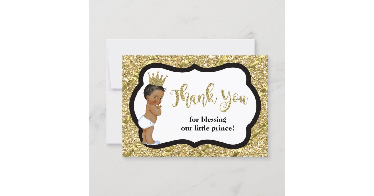 Little Prince Thank You Card, Black, Faux Glitter | Zazzle