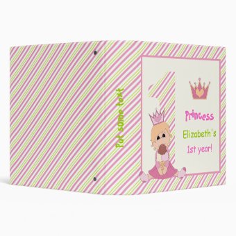 Little princess and crown girls 1st birthday pink binder | Zazzle