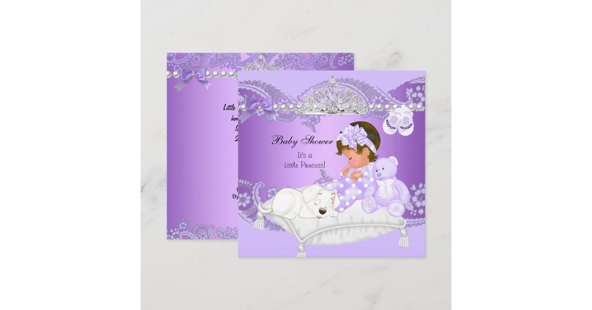 Little Princess Baby Shower Girl Lavender Purple 2 Invitation | Zazzle