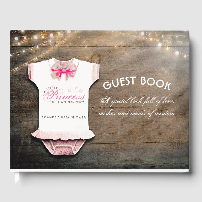 Little Princess Baby Shower Wishes and Wisdom Guest Book | Zazzle