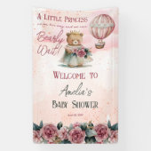 Little Princess Bear Bearly Wait Girl Baby Shower Banner | Zazzle