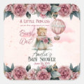 Little Princess Bear Bearly Wait Girl Baby Shower Square Sticker | Zazzle