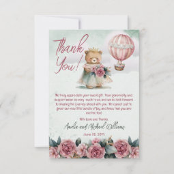 Little Princess Bear Girl Baby Shower Thank You Card | Zazzle
