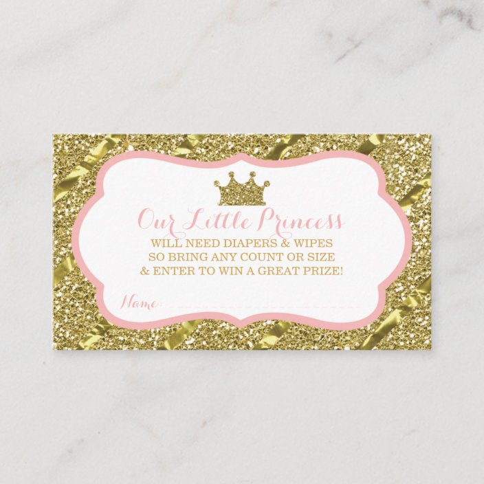 Little Princess Diaper Raffle Ticket, Faux Glitter Enclosure Card ...