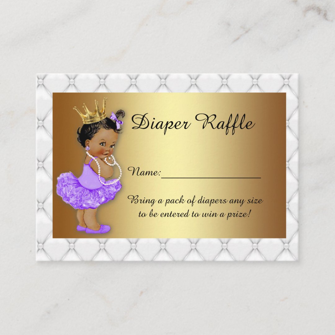 Little Princess Diaper Raffle Tickets, balerina 3 Enclosure Card | Zazzle