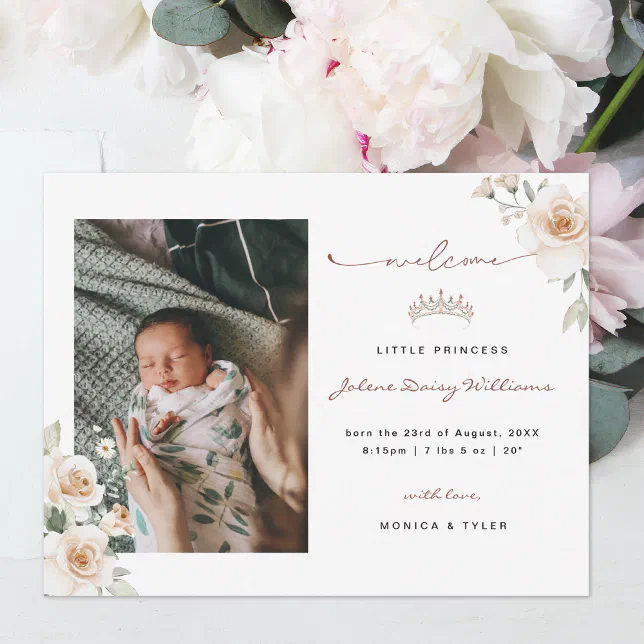 Little Princess | Photo Birth Announcement | Zazzle