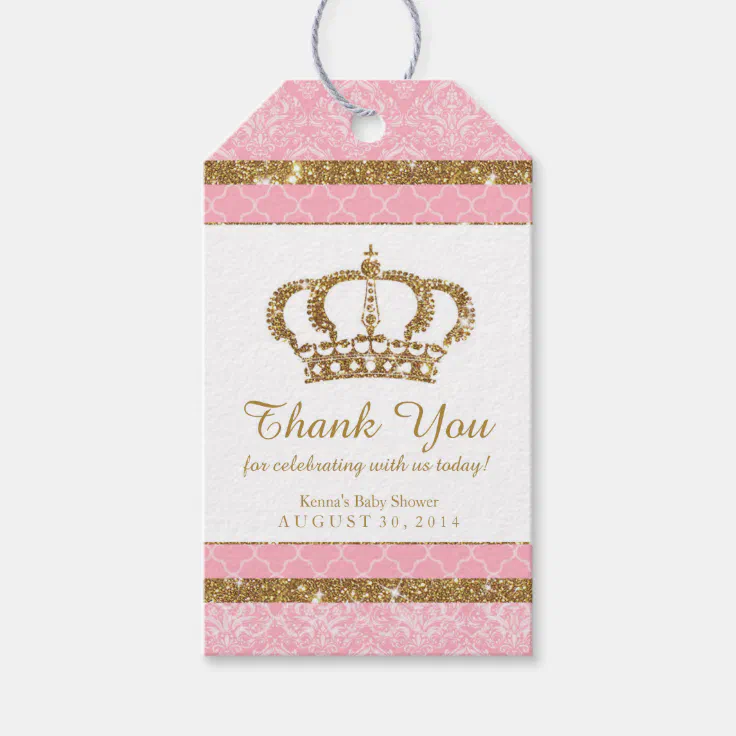Little Princess Royal Pink Gold Favor Tag | Zazzle