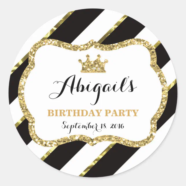 Little Princess Sticker, Black, Gold Classic Round Sticker | Zazzle