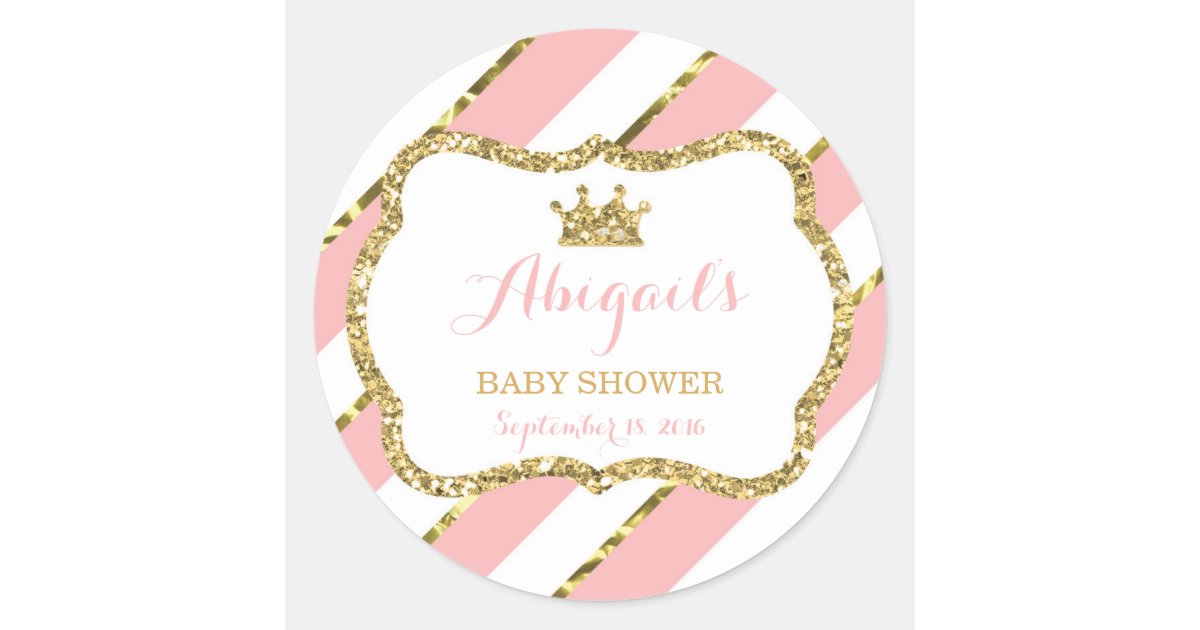Little Princess Sticker, Pink, Faux Glitter Classic Round Sticker | Zazzle