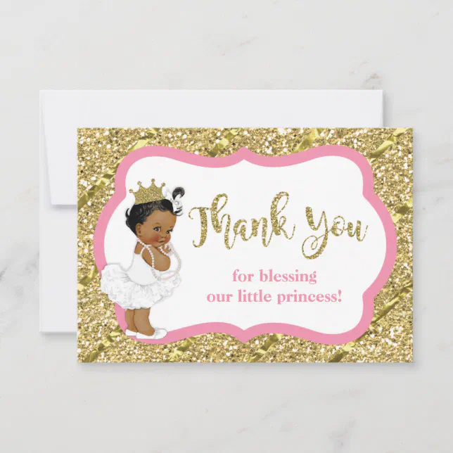 Little Princess Thank You Card, Faux Glitter Card | Zazzle