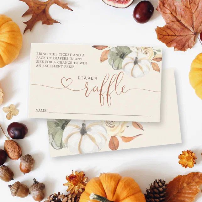 Little Pumpkin Autumn Diaper Raffle Baby Shower Enclosure Card | Zazzle