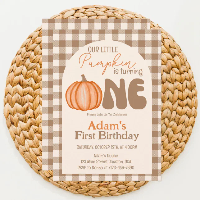 Little Pumpkin Autumn Fall First 1st Birthday Invitation | Zazzle