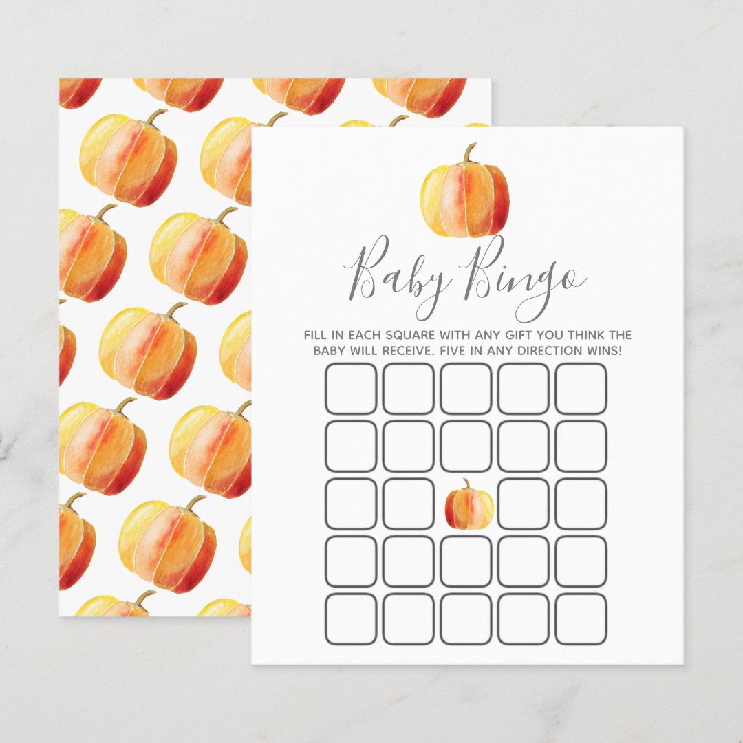 Little Pumpkin Baby Shower Bingo | Zazzle