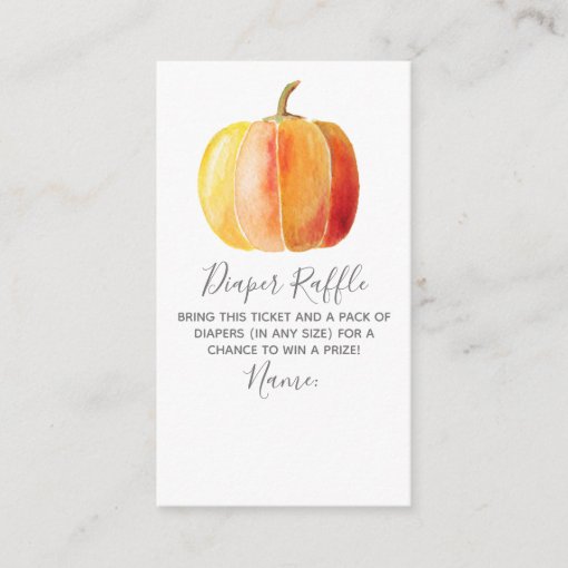 Little Pumpkin Baby Shower Diaper Raffle Enclosure Card | Zazzle