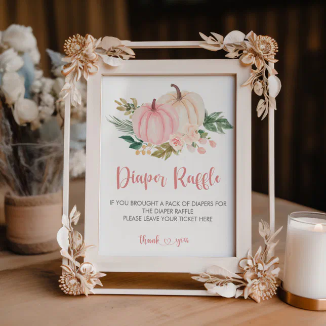 Little Pumpkin Baby Shower Diaper Raffle Sign | Zazzle
