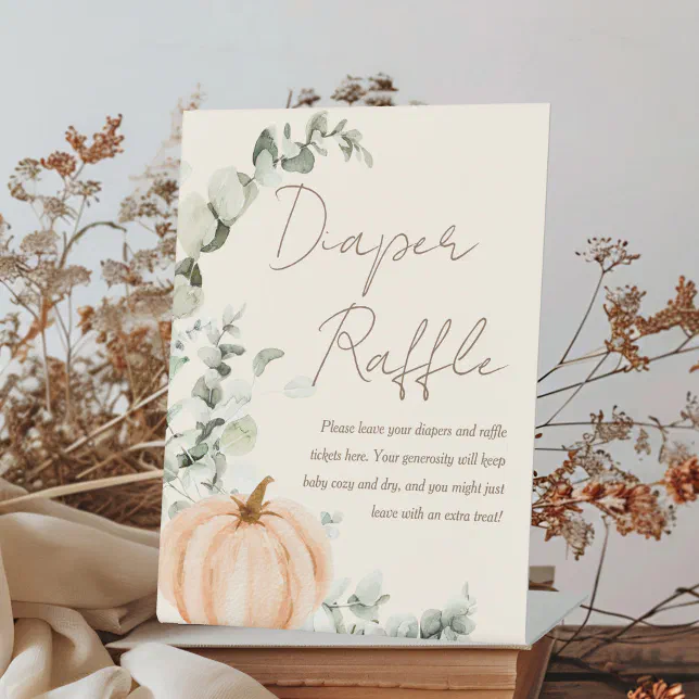 Little Pumpkin Baby Shower Diaper Raffle Sign | Zazzle