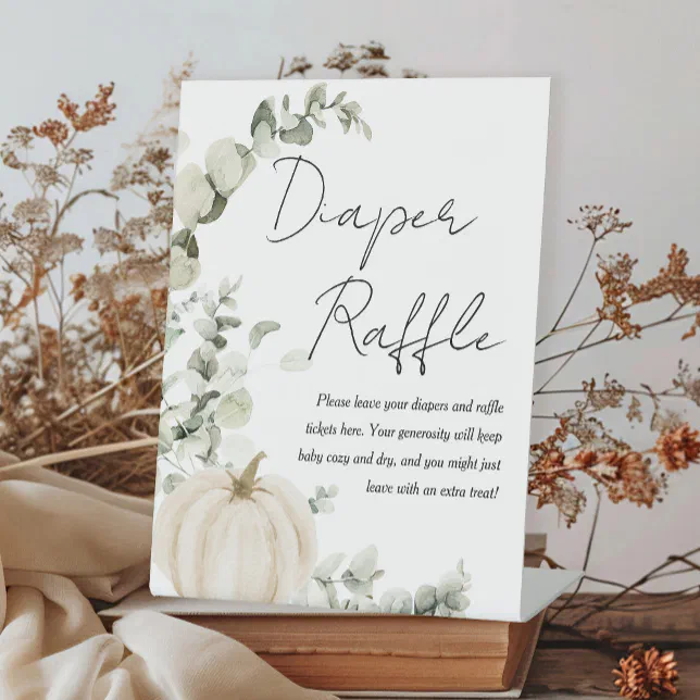 Little Pumpkin Baby Shower Diaper Raffle Sign | Zazzle