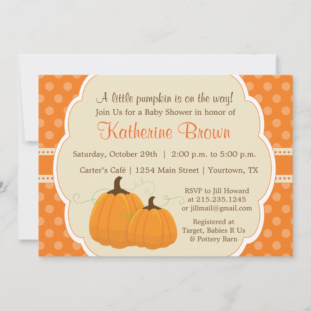 Little Pumpkin Baby Shower Party Invitation | Zazzle