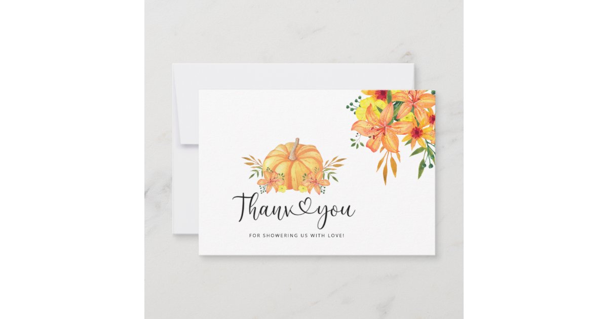 Little pumpkin baby shower thank you card | Zazzle