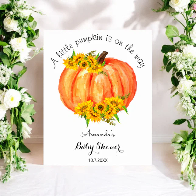 Little Pumpkin Baby Shower Welcome Poster | Zazzle