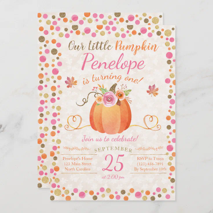 Little Pumpkin Birthday Invitation, Autumn Fall Invitation | Zazzle