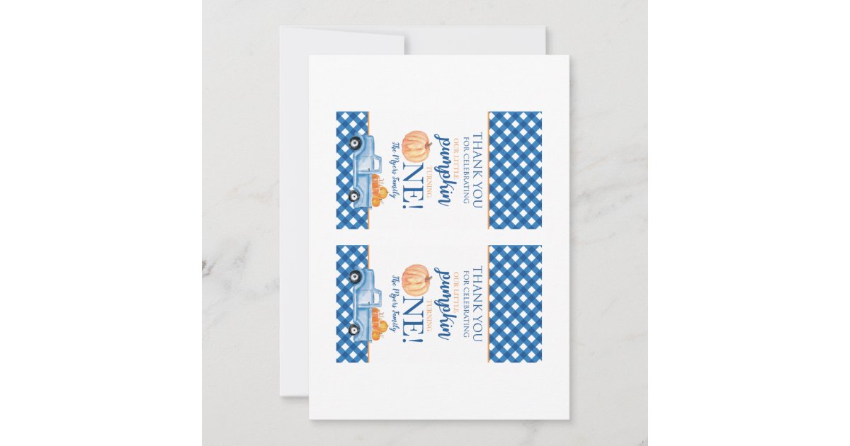 Little Pumpkin Blue Truck Fall First Birthday Gift Invitation | Zazzle