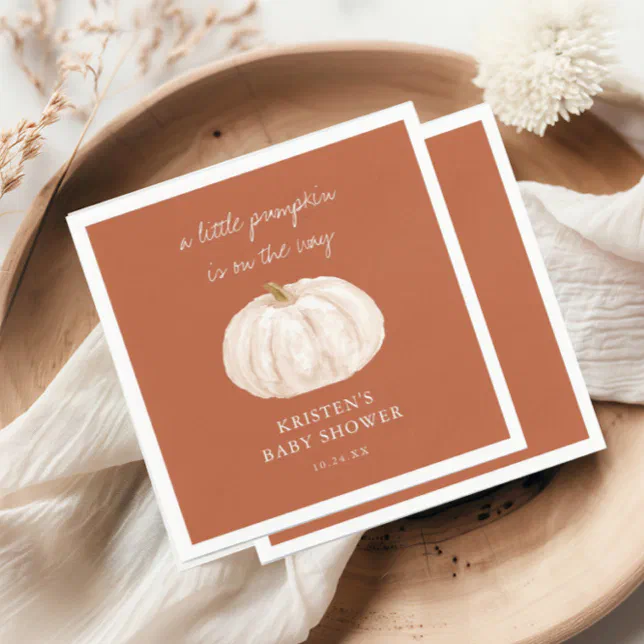 Little Pumpkin Boho Fall Baby Shower Napkins | Zazzle