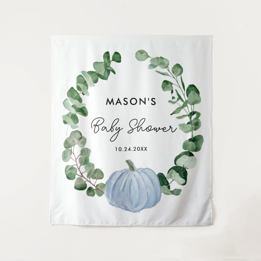 Little Pumpkin Boy Baby Shower Backdrop | Zazzle