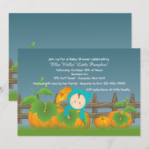Little Pumpkin Boy Baby Shower Invitation | Zazzle