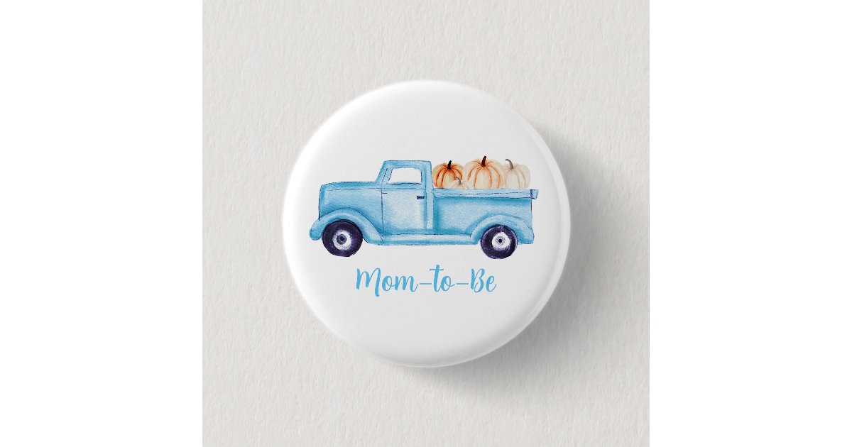 Little Pumpkin Cute Baby Shower Mom to Be Button | Zazzle