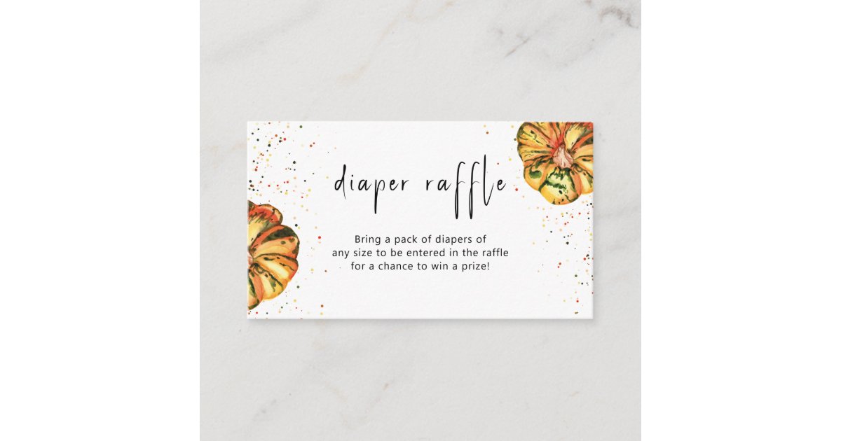 Little pumpkin diaper raffle enclosure card | Zazzle