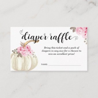 Little Pumpkin Diaper Raffle Pink Floral Enclosure Card | Zazzle