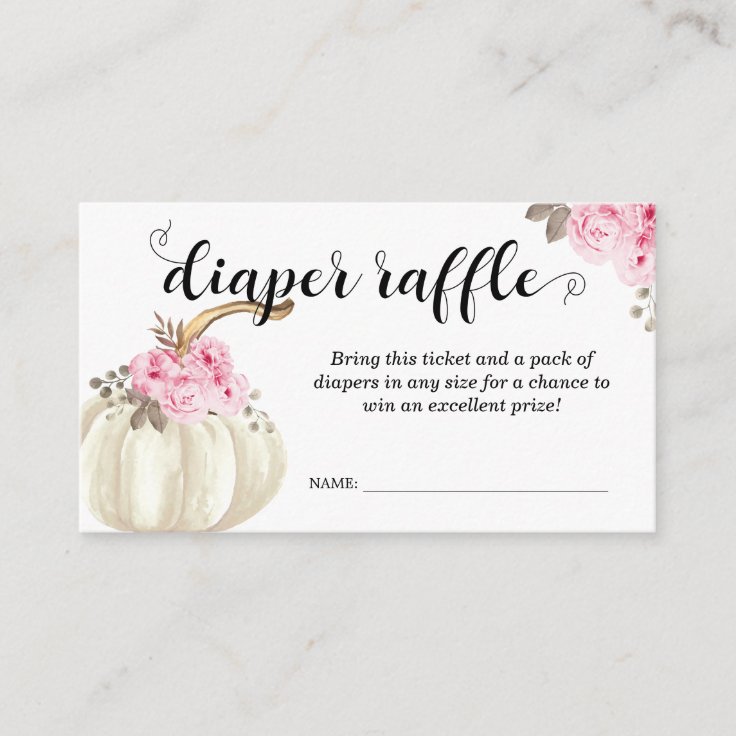 Little Pumpkin Diaper Raffle Pink Floral Enclosure Card | Zazzle