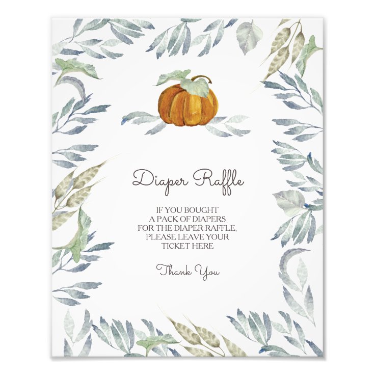 Little Pumpkin Diaper Raffle Sign | Zazzle