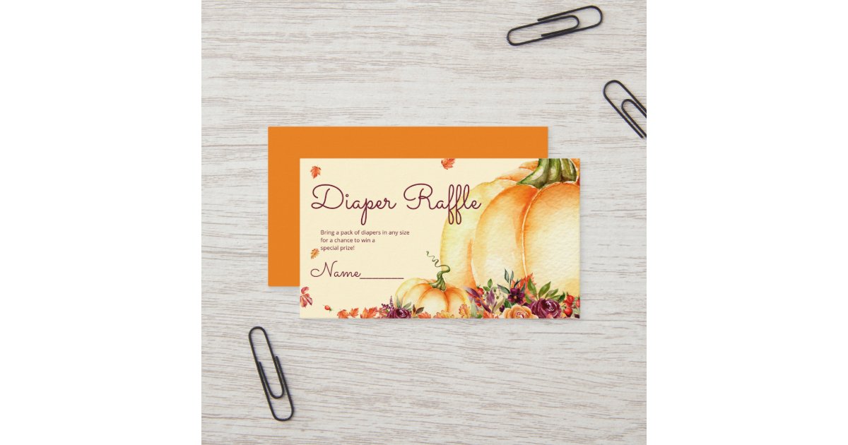 Little pumpkin diaper raffle ticket | Zazzle