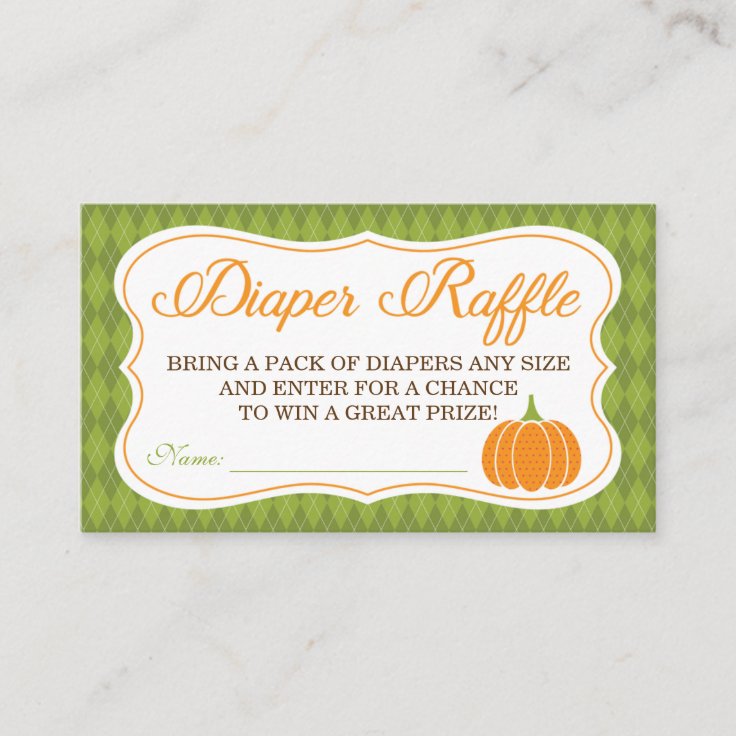 Little Pumpkin Diaper Raffle Ticket Enclosure Card | Zazzle