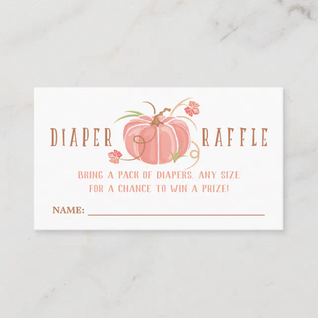 Little Pumpkin Diaper Raffle Ticket - Girl | Zazzle