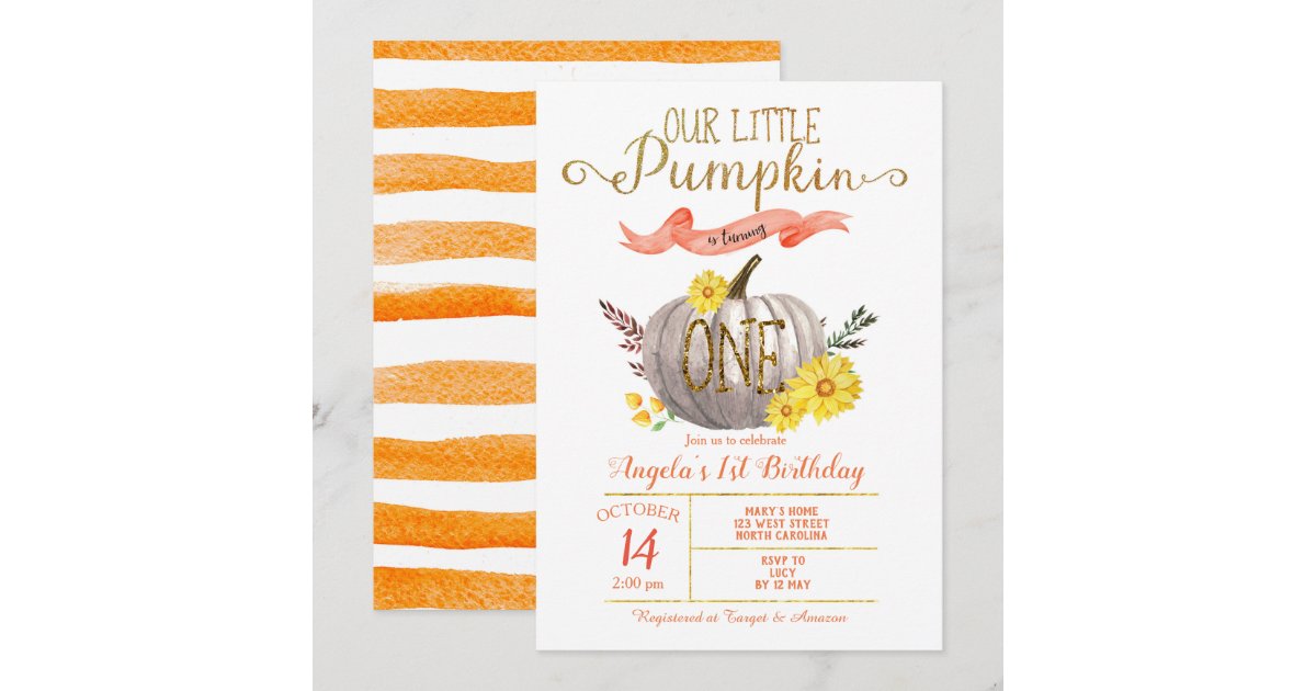 Little Pumpkin Fall 1st Birthday Invitation | Zazzle