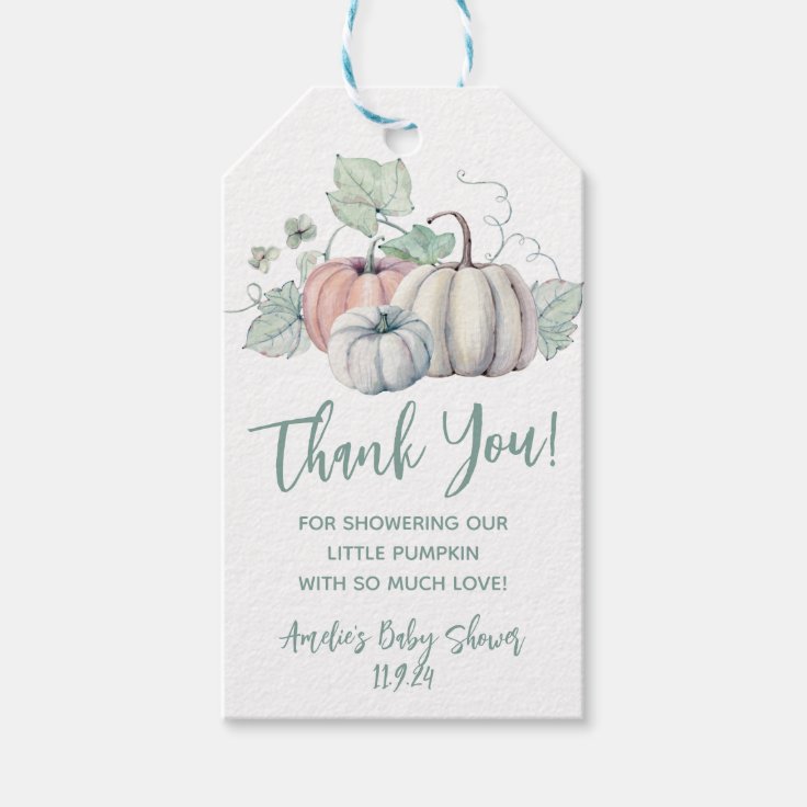 Little Pumpkin, Fall, Autumn Baby Shower Favor Gif Gift Tags | Zazzle