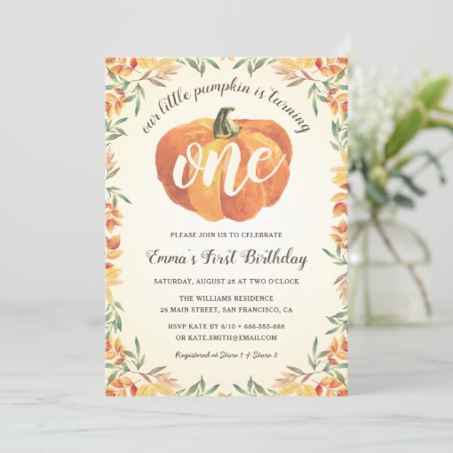 Little Pumpkin Fall Autumn First Birthday Party Invitation | Zazzle