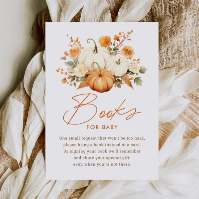 Little Pumpkin Fall Baby Shower Books for Baby Enclosure Card | Zazzle